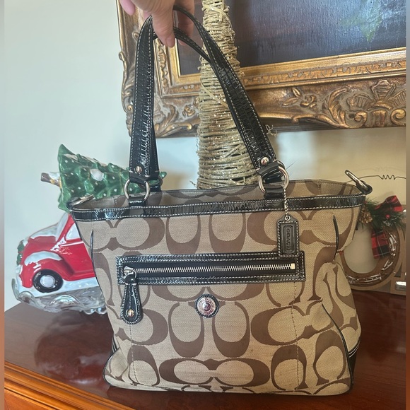 Coach | Bags | Coach Laura Signature Leather Trim Tote Handbag | Poshmark